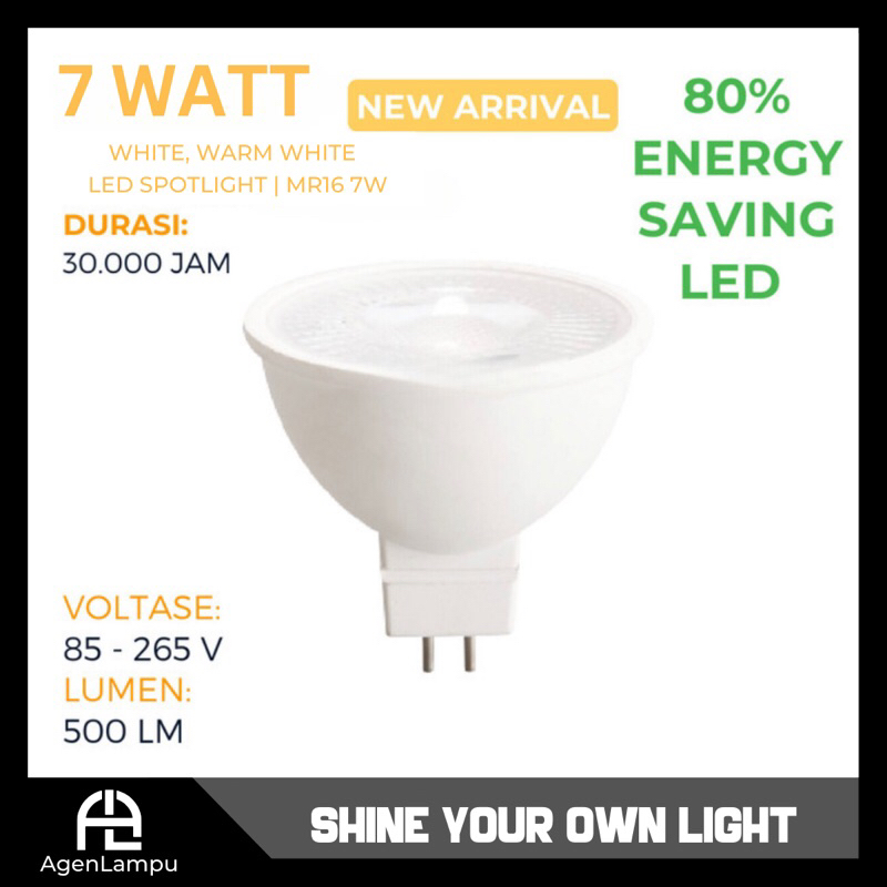 Jual Lampu HALOGEN LED 7W COB MR16 Spot Sorot 7W Halogen Fitting MR16 ...