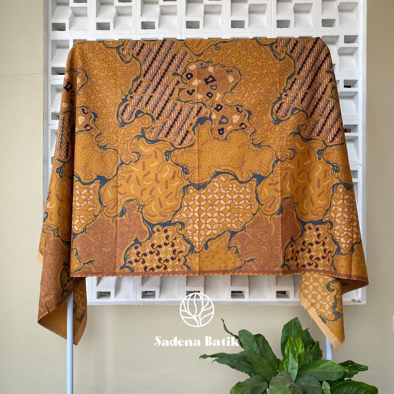 Jual Kain Batik Katun Handprint Motif Abstrak Warna Kunyit | Shopee ...
