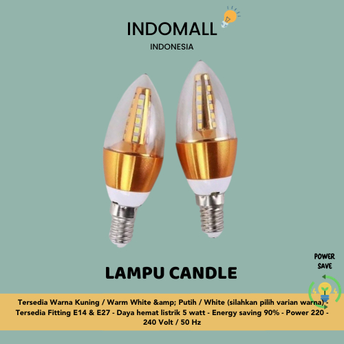 Jual LAMPU LED CANDLE / LILIN GANTUNG HIAS / LAMPU / LED E14/E27 ...