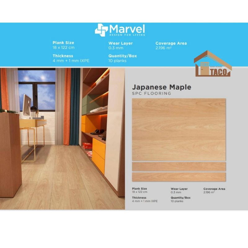 Jual spc lantai warna kayu marvel spc 5mm japanese maple interior/box ...
