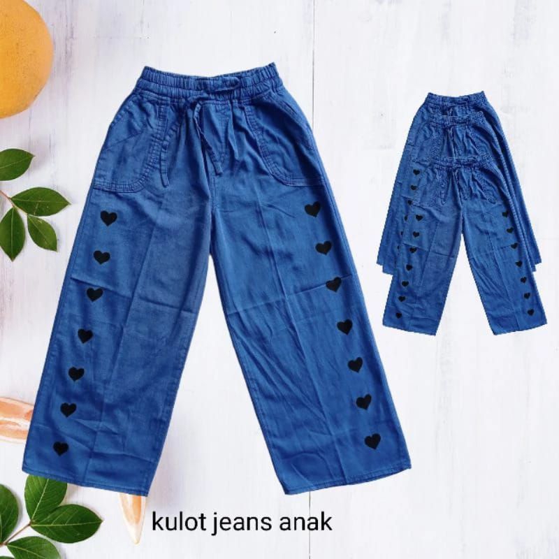 Jual Celana Anak Perempuan Kulot Denim Bahan Jeans Washed Warna Snow Blue Model Terbaru 2024 ...