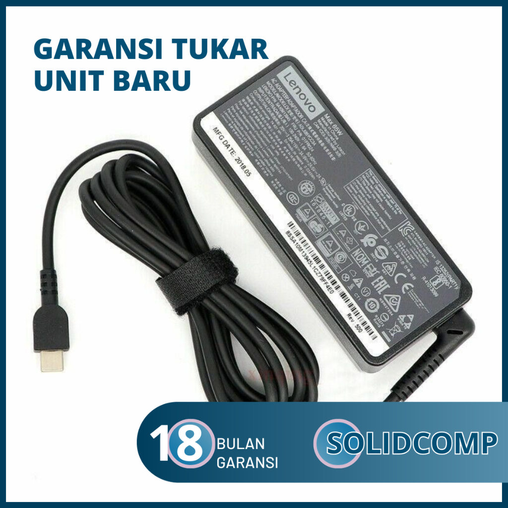 Jual Adaptor Charger Lenovo 65W USB Type-C Thinkpad T480 20V-3.25A ...