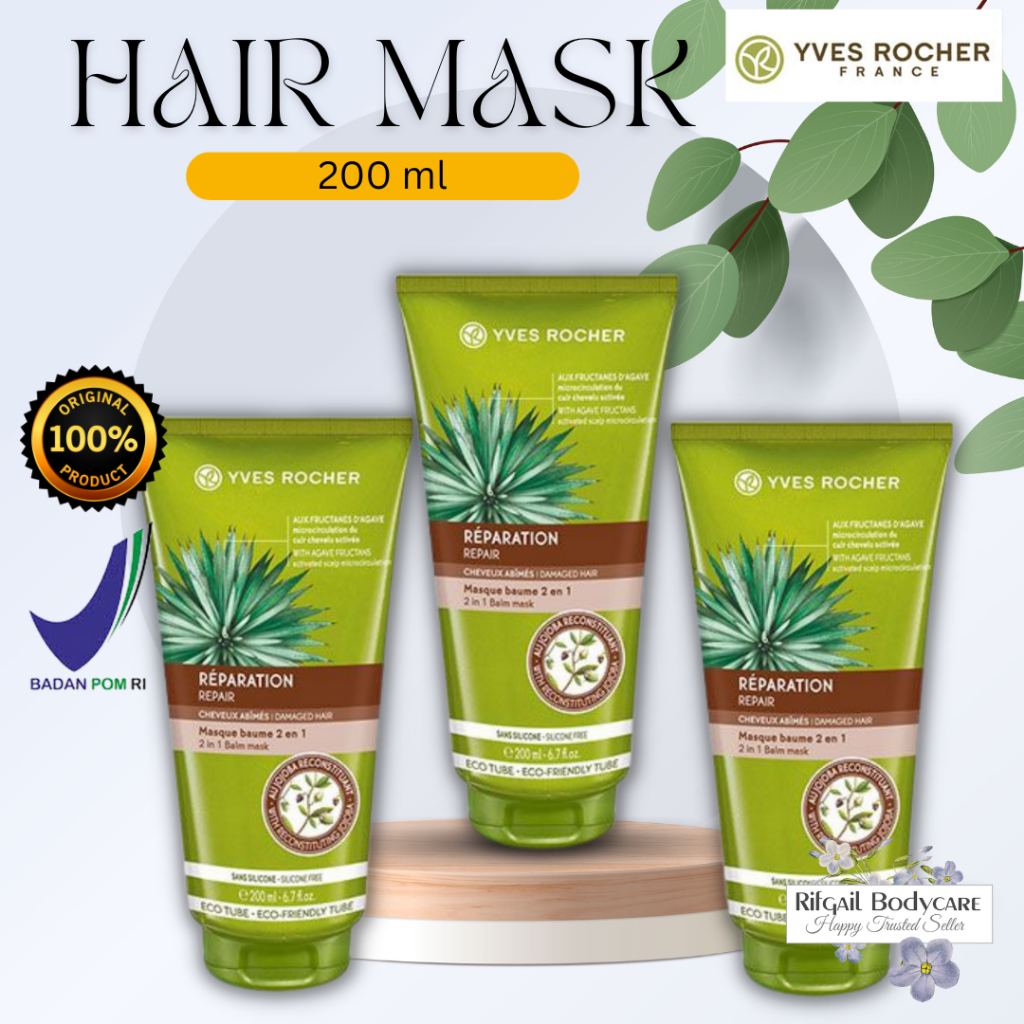 Jual Yves Rocher Repair Hair Mask 200 ml (Masker Rambut) | Shopee Indonesia