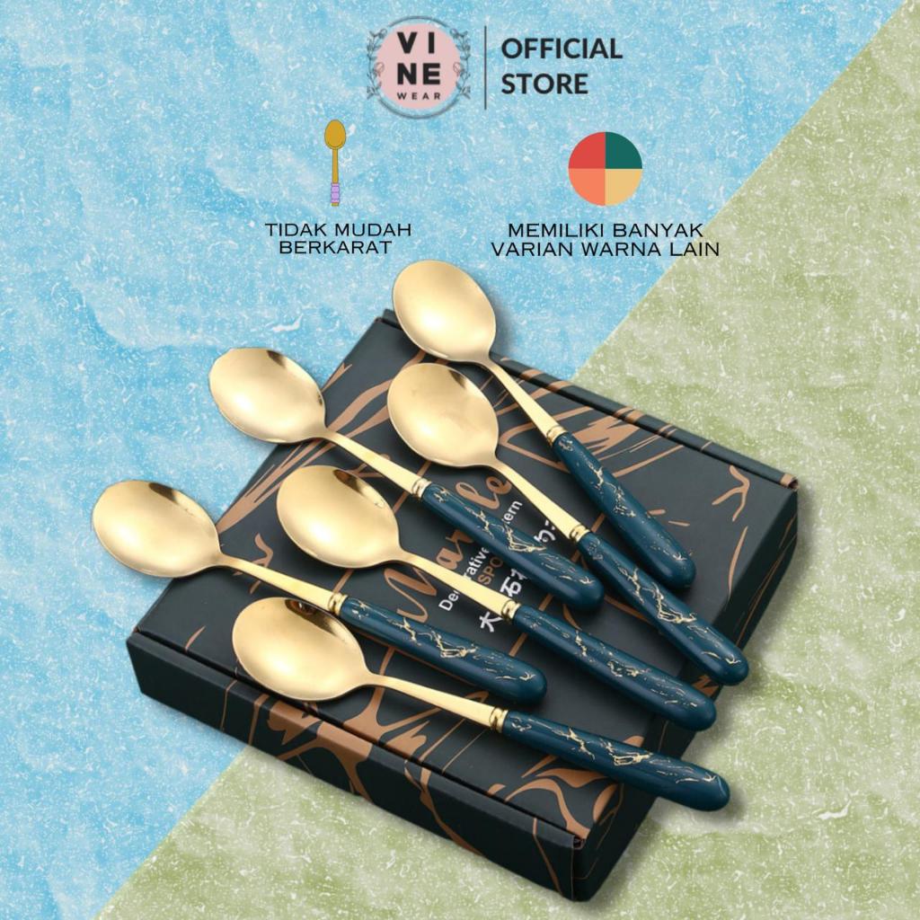 Jual Sendok Marble 1 Set Isi 6 Pcs / Box Gift Set Hampers | Shopee ...