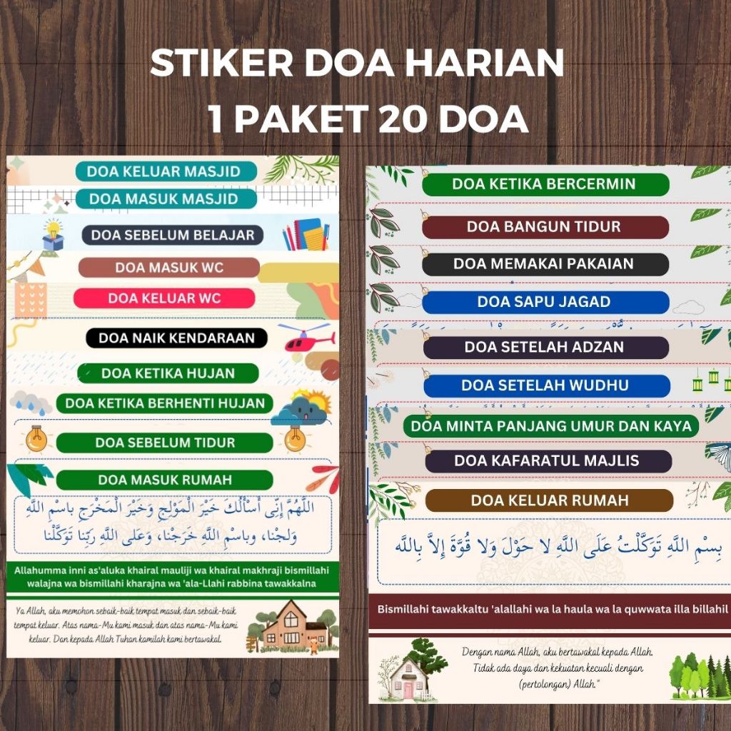 Jual Stiker Doa Harian Full Colour Anti Air | Shopee Indonesia