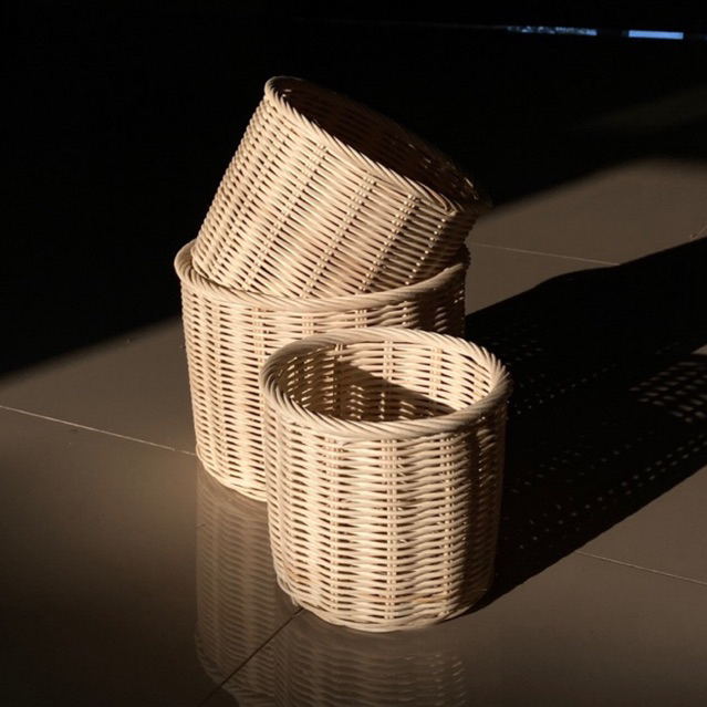 Jual Cover pot anyaman rotan/ Wadah serbaguna tanaman/ Tempat sendok ...