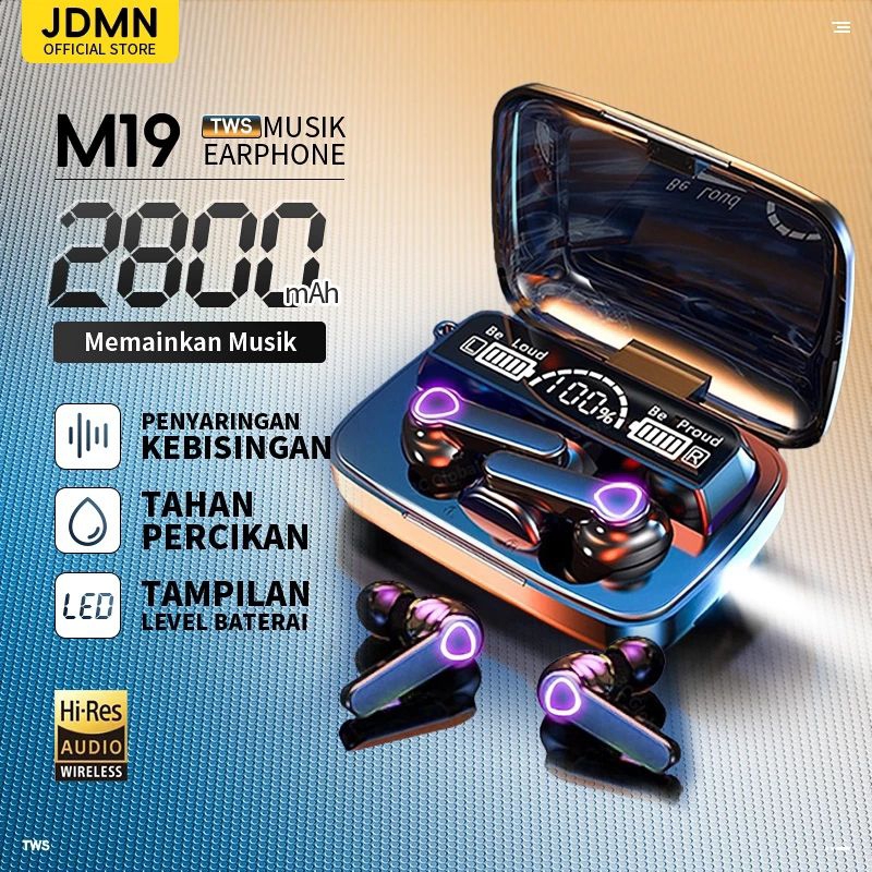 Jual M19 TWS Bluetooth V5.1 / 5.3 Earphone Aktif Noise Cancelling ...