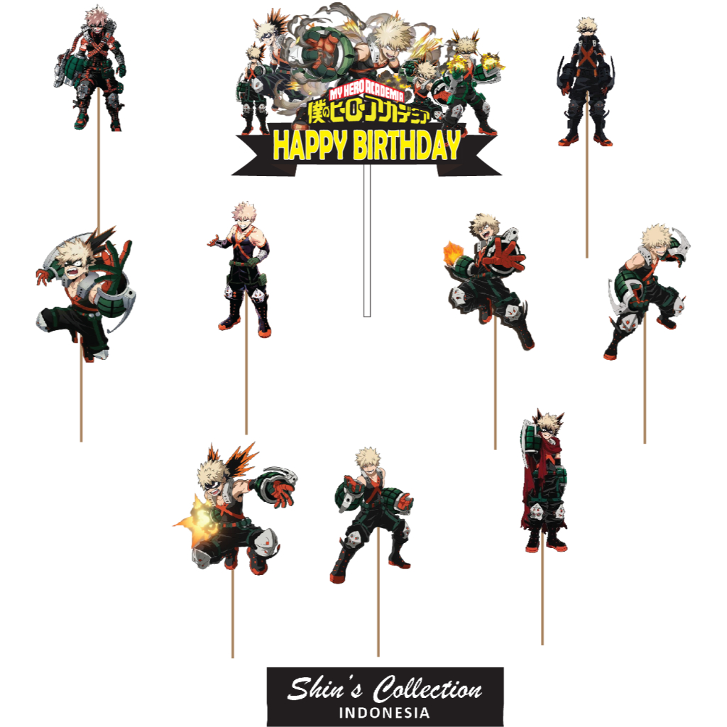 Jual Cake topper Katsuki Bakugo solo My Hero Academia isi 10 pcs ...