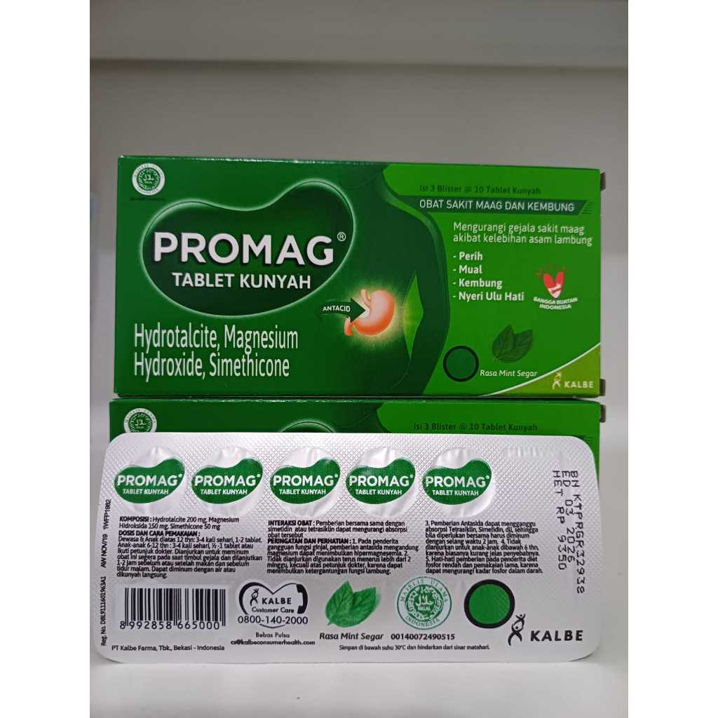 Jual Promag tablet kunyah obat sakit maag & kembung | Shopee Indonesia
