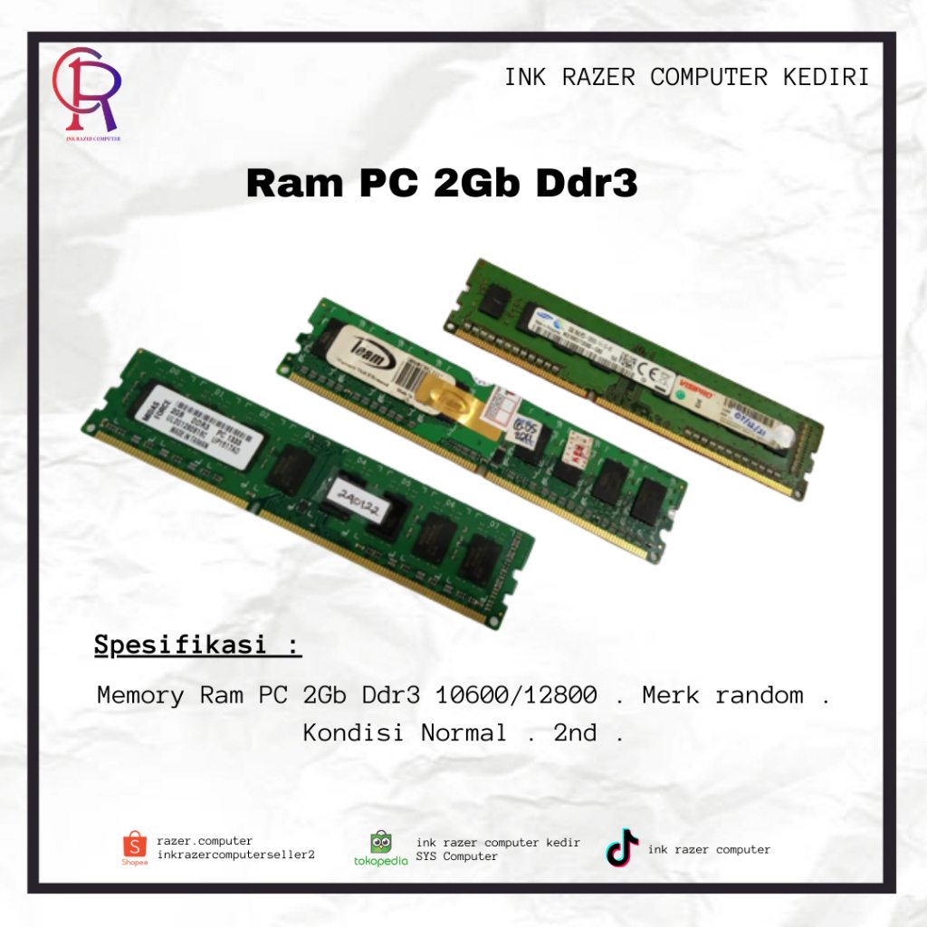 Jual Ram ddr3 Ram PC ddr3 2gb 10600 12800 | Shopee Indonesia