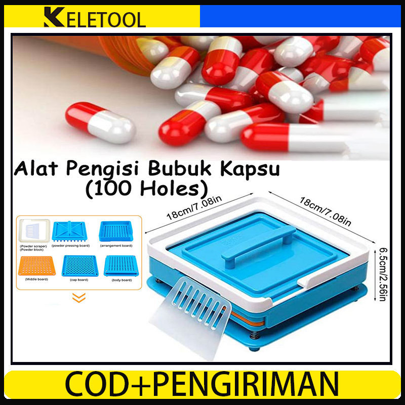 Jual 100 Lubang Papan Alat Pengisi Kapsul Otomatis no 0 2 Bubuk Manual ...