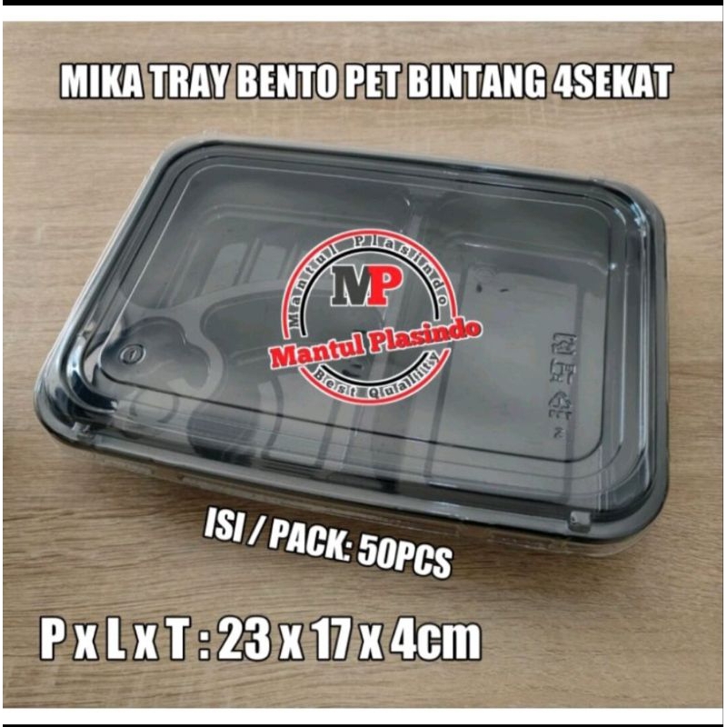 Jual Isi 50pcs Mika Bento PET 4Sekat / Box Bento / Mika Bento Love 4 ...