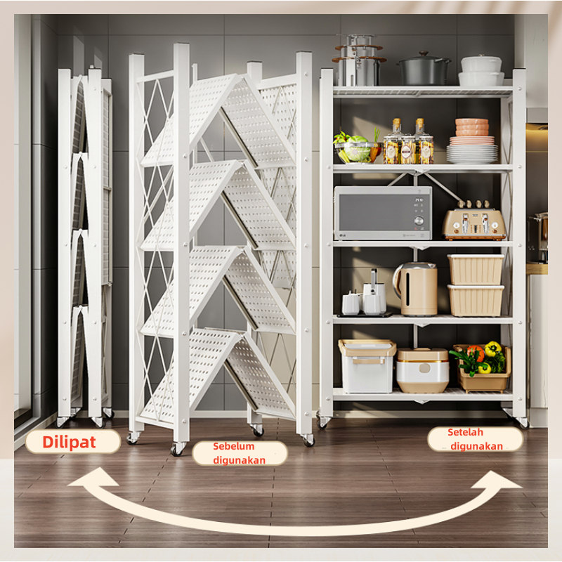 Jual [Tanpa Instalasi ]3/4/5 Rak Penyimpanan Dapur Lipat Serbaguna Rak ...