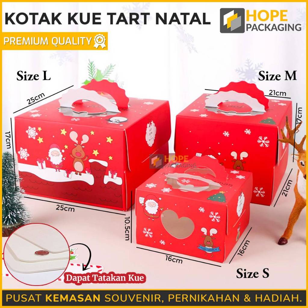 Jual Kotak Kue Natal Box Merry Christmas Size : 25x 25x 17 cm / Kotak ...