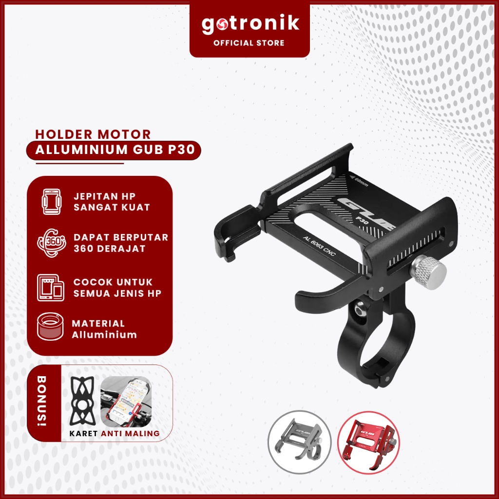 Jual Holder Hp Di Motor Besi Alluminium Stang GUB P30 Phone Stand Penyangga Pegangan Handaphone ...