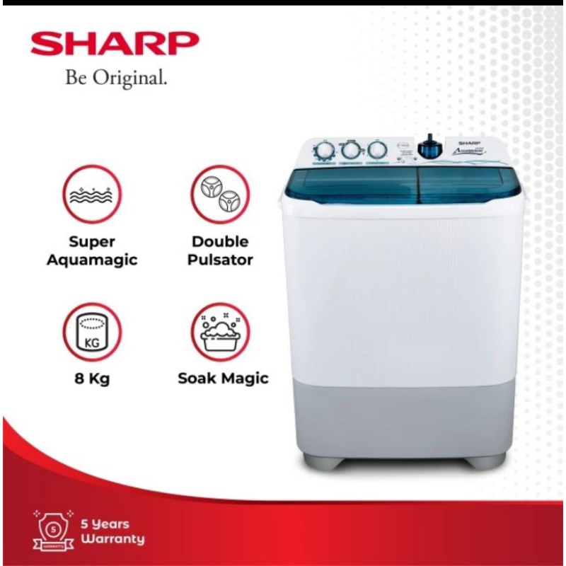 Jual Mesin Cuci Sharp Aquamagic 8kg ES-T85CR / 85CR | Shopee Indonesia