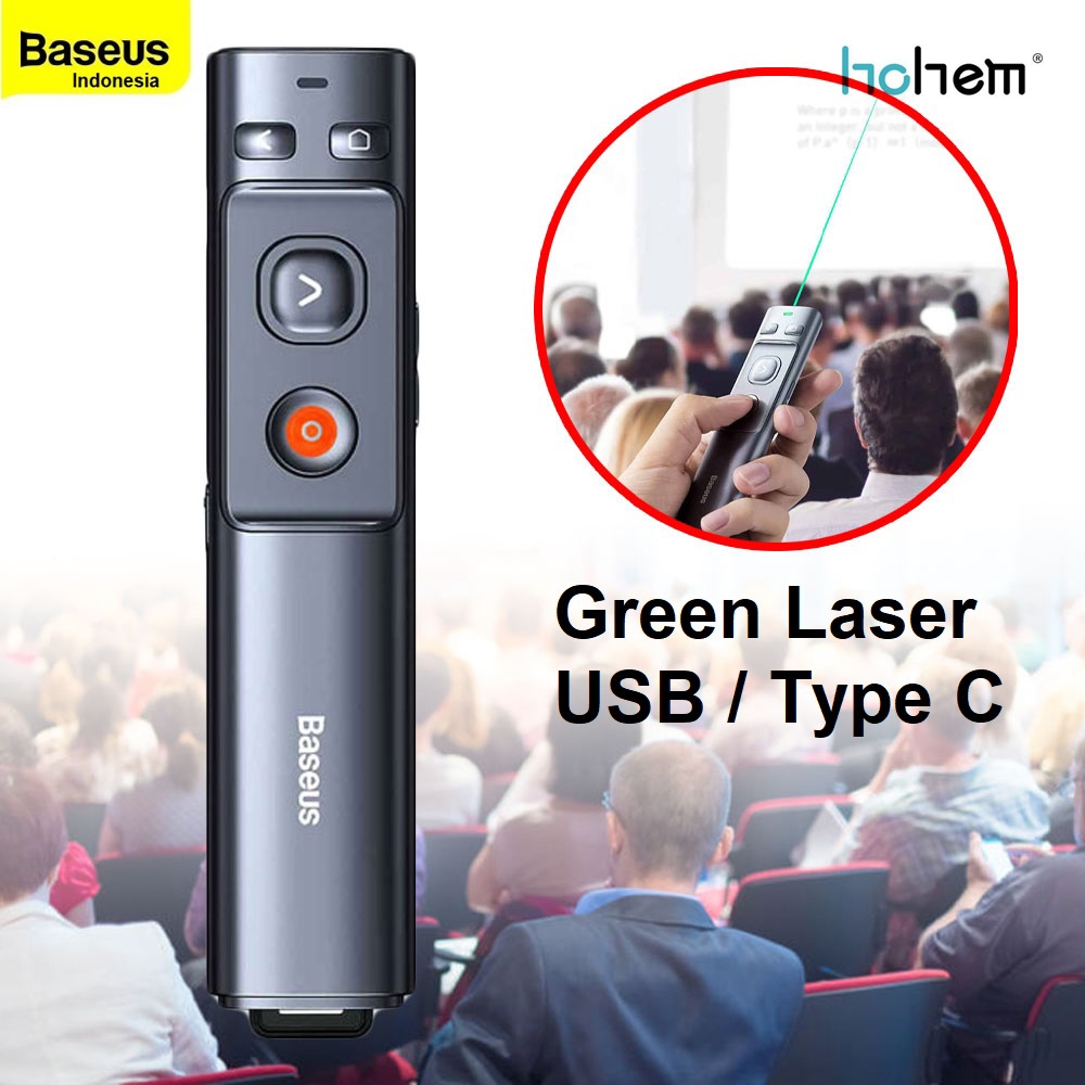 Jual BASEUS Orange Dot Wireless Green Laser Pointer Presenter Type C ...