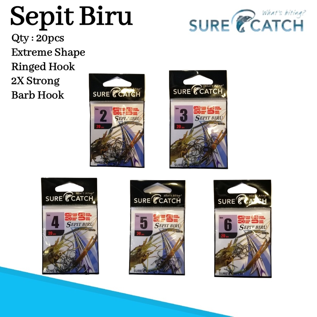 Jual SURECATCH Sepit Biru Mata Kail Udang Galah (PRAWN) NO. 2 - 3 - 4 - 5 - 6 Bahan Carbon ...