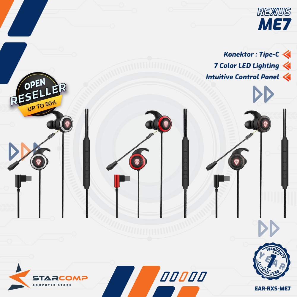 Jual Earphone Gaming Type-C Rexus ME7 With Color LED Lighting | Shopee Indonesia