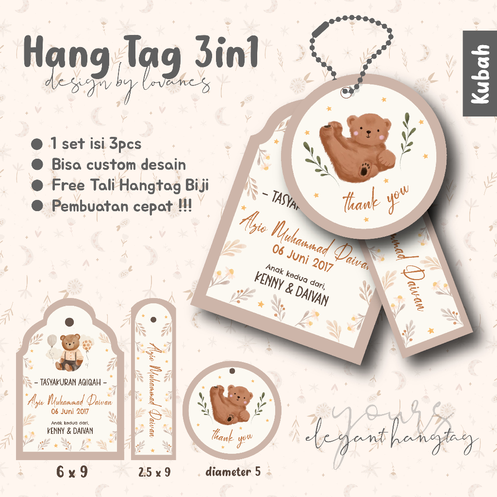 Jual Hangtag 3in1 / Hangtag Souvenir Hampers / Hang Tag Birthday Ulang ...