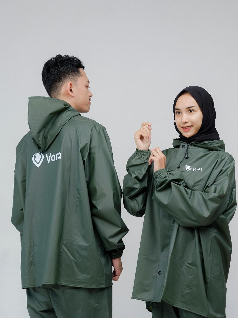 Jual Jas Hujan Anti Rembes VORA Setelan Pria Wanita Dewasa mantel PVC mantol raincoat Tebal ...