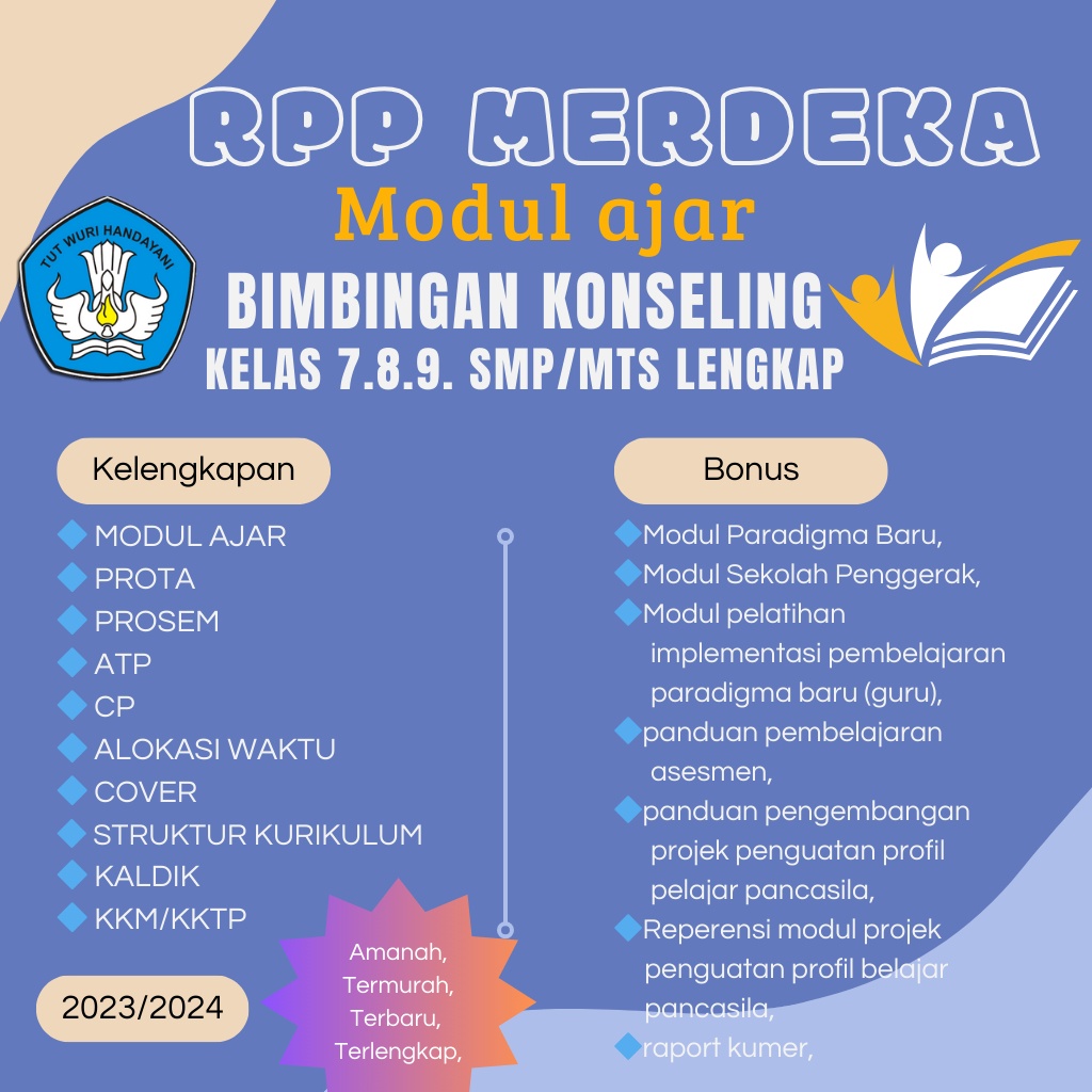 Jual MODUL AJAR BK KELAS 7,8,9 SMP/MTS KURIKULUM MERDEKA LENGKAP | Shopee Indonesia