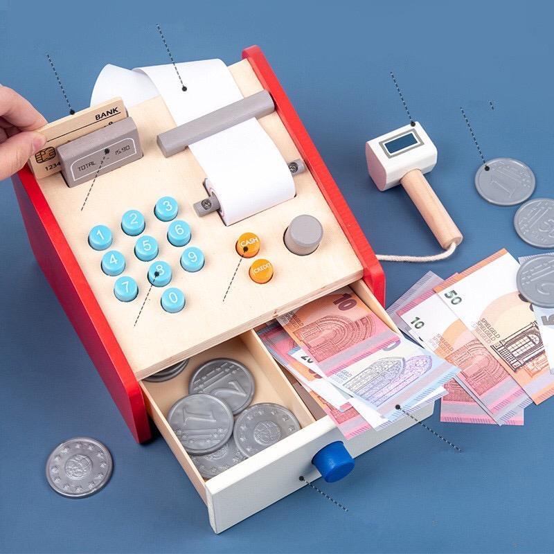 Jual Wooden Cashier Mesin Kasir Pretend Play Anak Mainan Edukasi ...