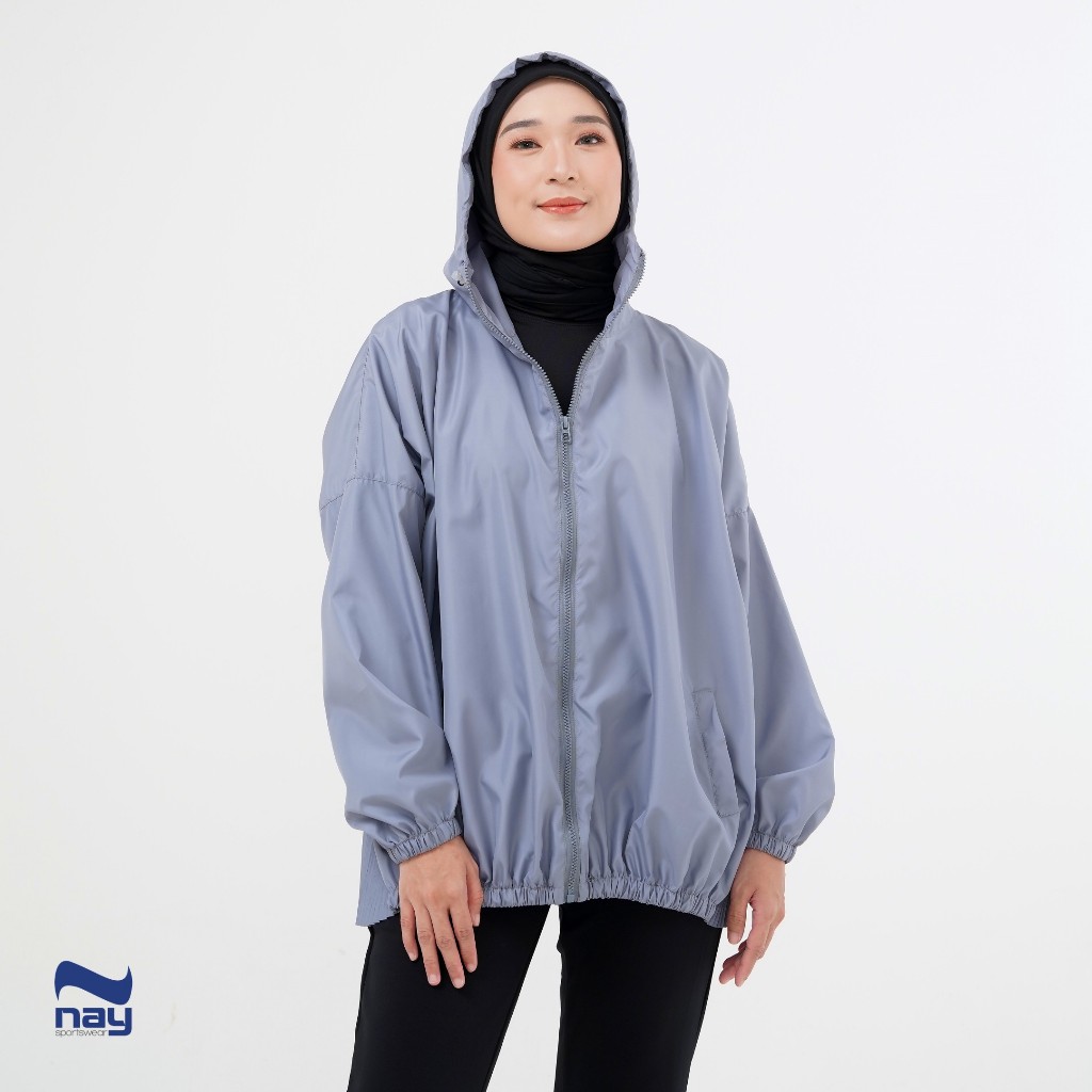 Jual Jacket Olahraga Wanita Parasut Oversized - Heera Jacket (Grey ...