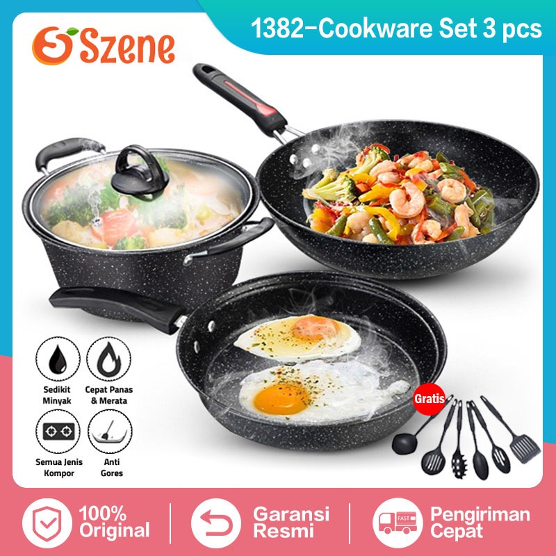 Jual Panci Wajan Teflon Set Panci Teflon Penggorengan Set 3 Pcs Pans Pots | Shopee Indonesia