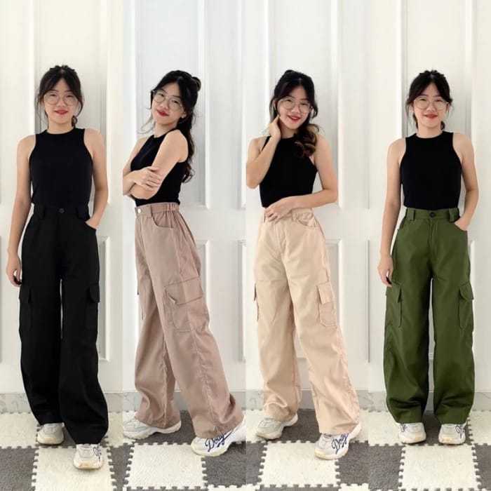 Jual BTS Army Cargo kulot Wanita korean style | Shopee Indonesia