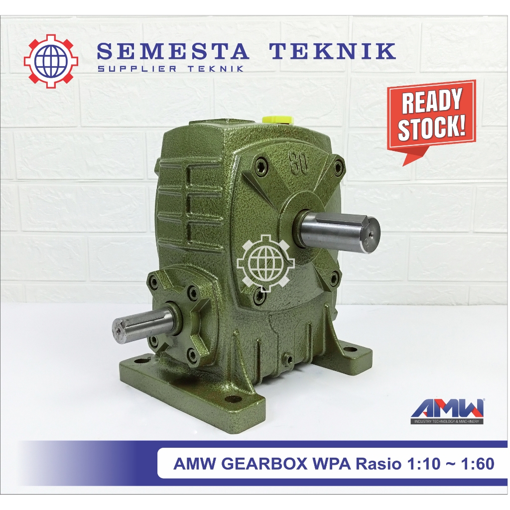 Jual AMW Gearbox Type WPA 135 Rasio 10-60 Lengkap Wormgear Speed ...