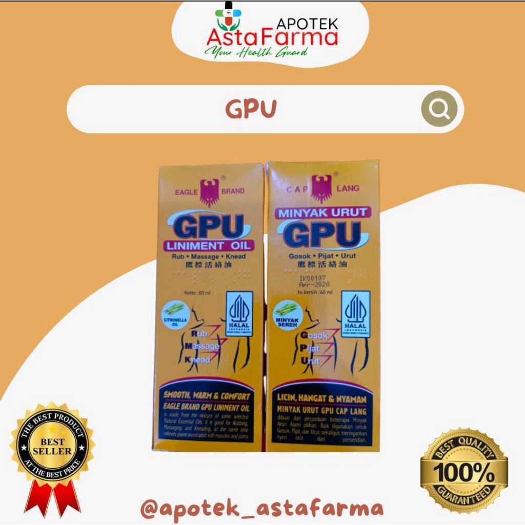 Jual GPU MINYAK GOSOK PIJAT URUT AMPUH CapLang ORI 60ml | Shopee Indonesia