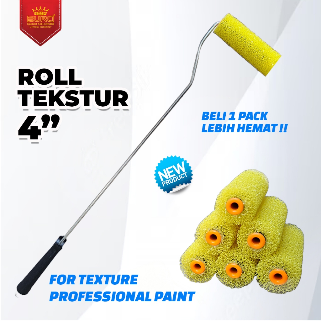Jual Roller Cat Tekstur Gagang Panjang Dinding Motif Mini Kamprot 4 ...