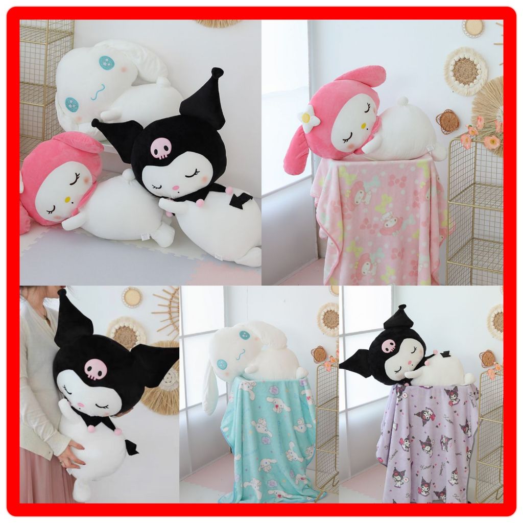 Jual NTL B063 Balmut Sanrio Kuromi / Cinnamoroll / My Melody Sleepy , Boneka Bantal Selimut Full ...