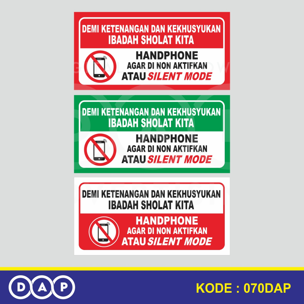 Jual 070 - STIKER MATIKAN HP WAKTU SHOLAT - 30 x 15 CM - VYNIL ...