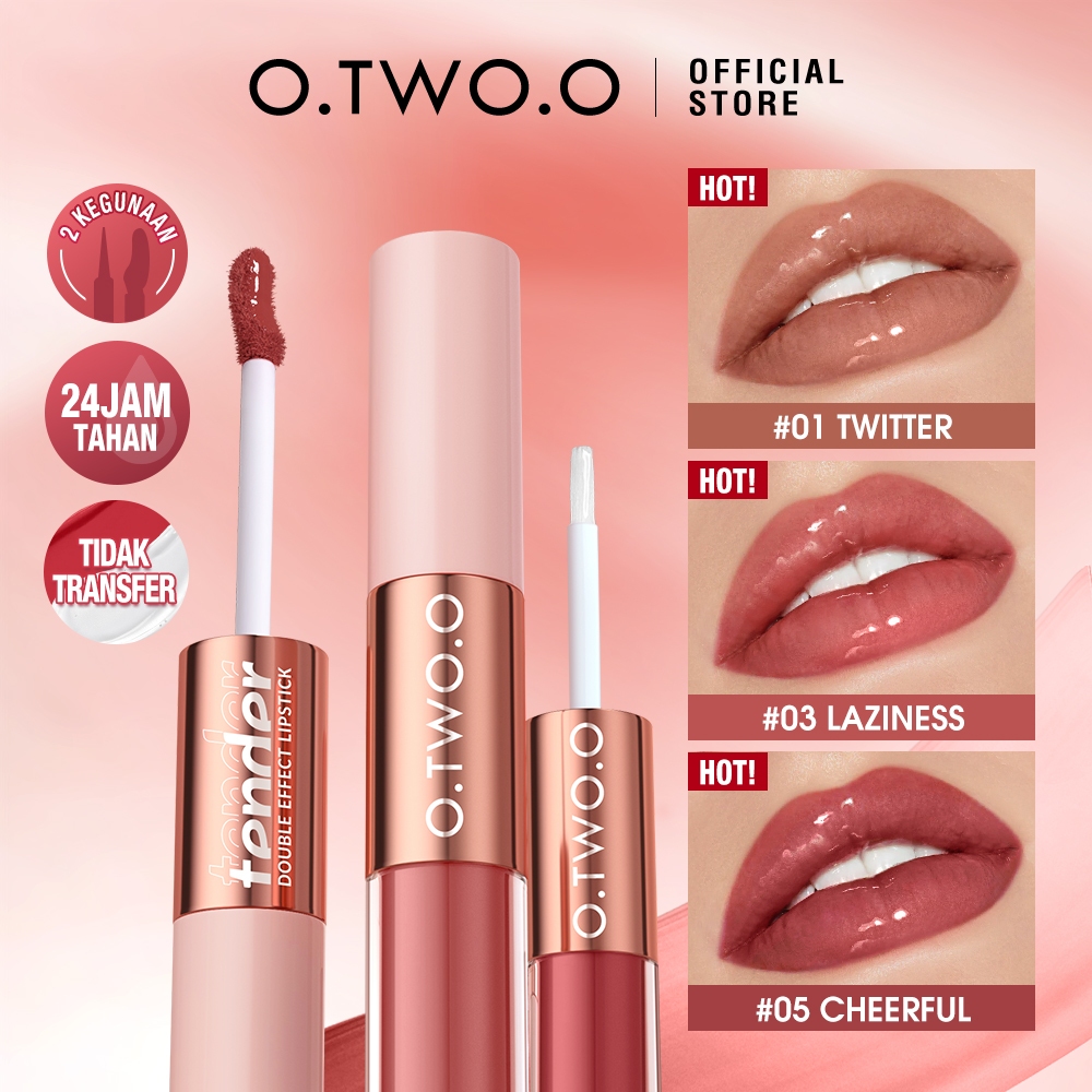 Jual O.TWO.O 2 In 1 Lipgloss Matte & Gloss Lipstick Transferproof and ...
