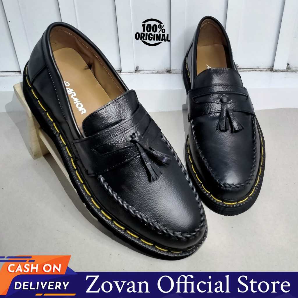 Jual Sepatu Loafers Dogmart Hitam Pria Kulit Asli Slip On Penny Formal ...