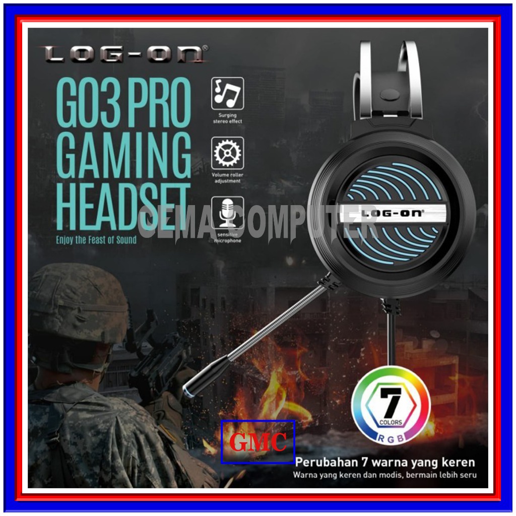 Jual Headphone Gaming plus Microfon Log-On GO3PRO Gaming Headset ...