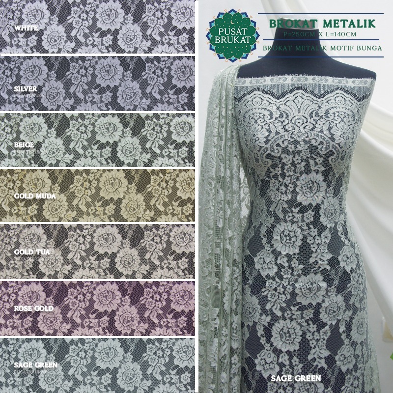 Jual KAIN KEBAYA BRUKAT/ BAHAN BROKAT PANEL SEMI PRANCIS ITALY METALIK ...