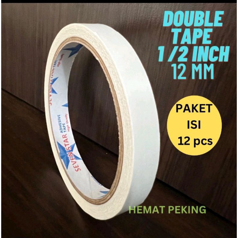 Jual Double Tape 12 mm Paket isi 12 pcs (1/2 inch) Isolasi bolak balik ...