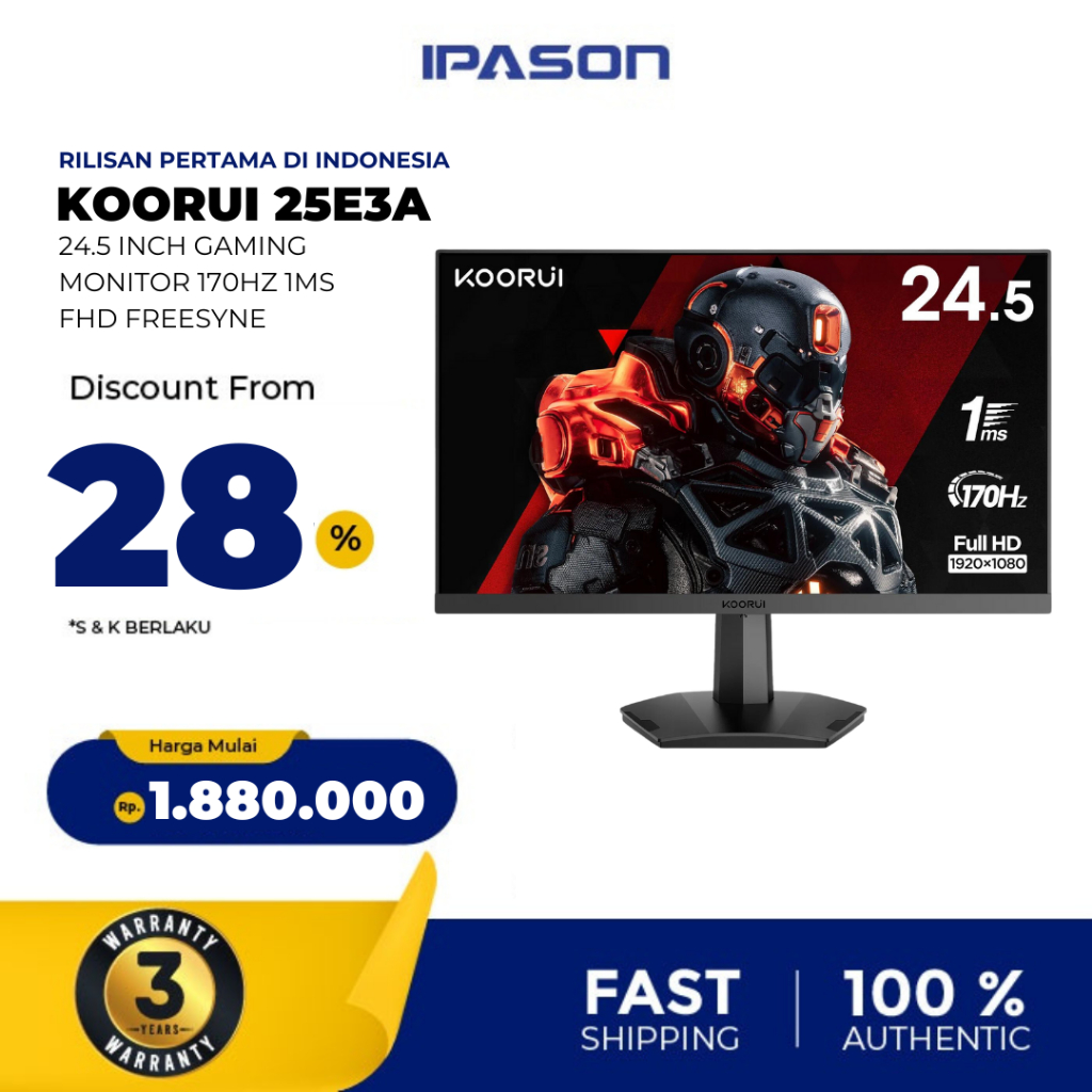 Jual KOORUI 25E3A 24.5 inch Gaming Monitor 170Hz 1ms FHD Freesyne 1920*1080 | Shopee Indonesia