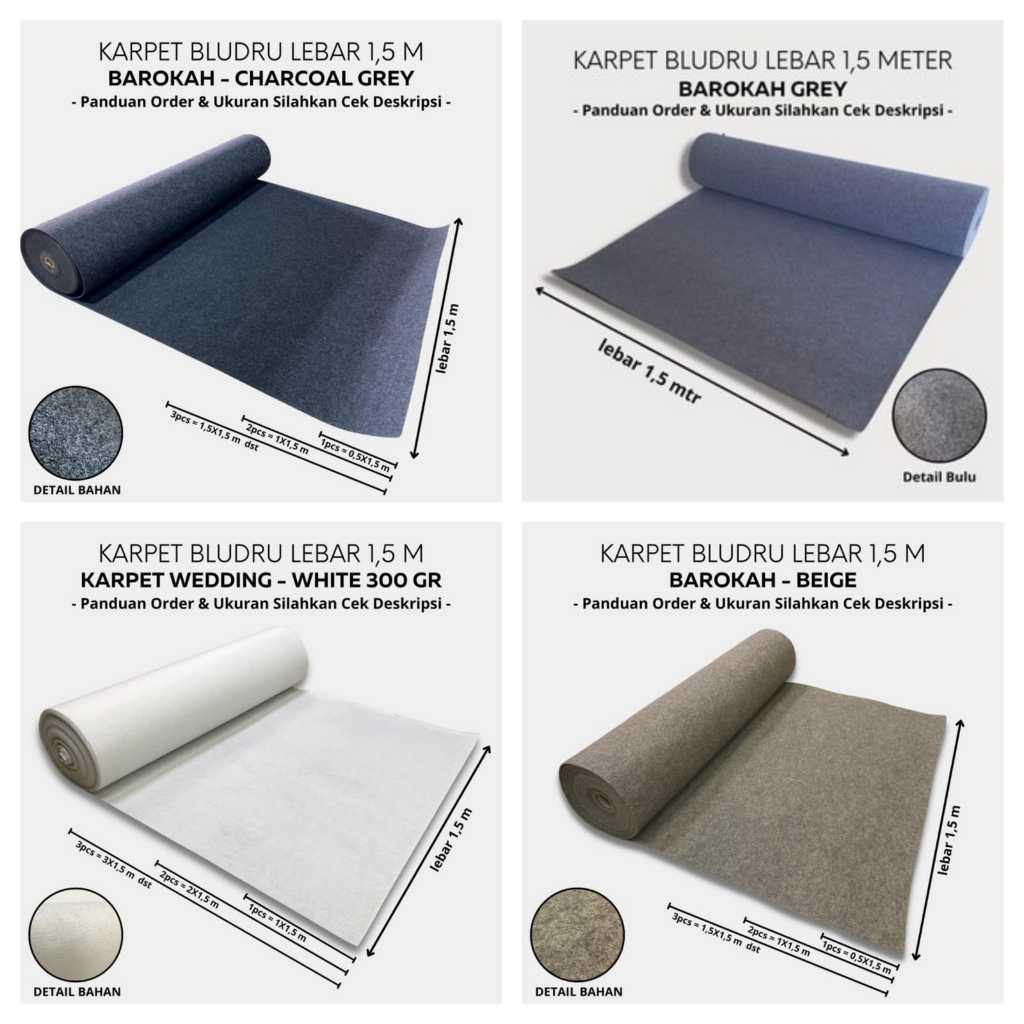 Jual BAROKAH Karpet Wool Meteran 1m x 1,5m [METERAN] Lebar 1,5M Brudru ...