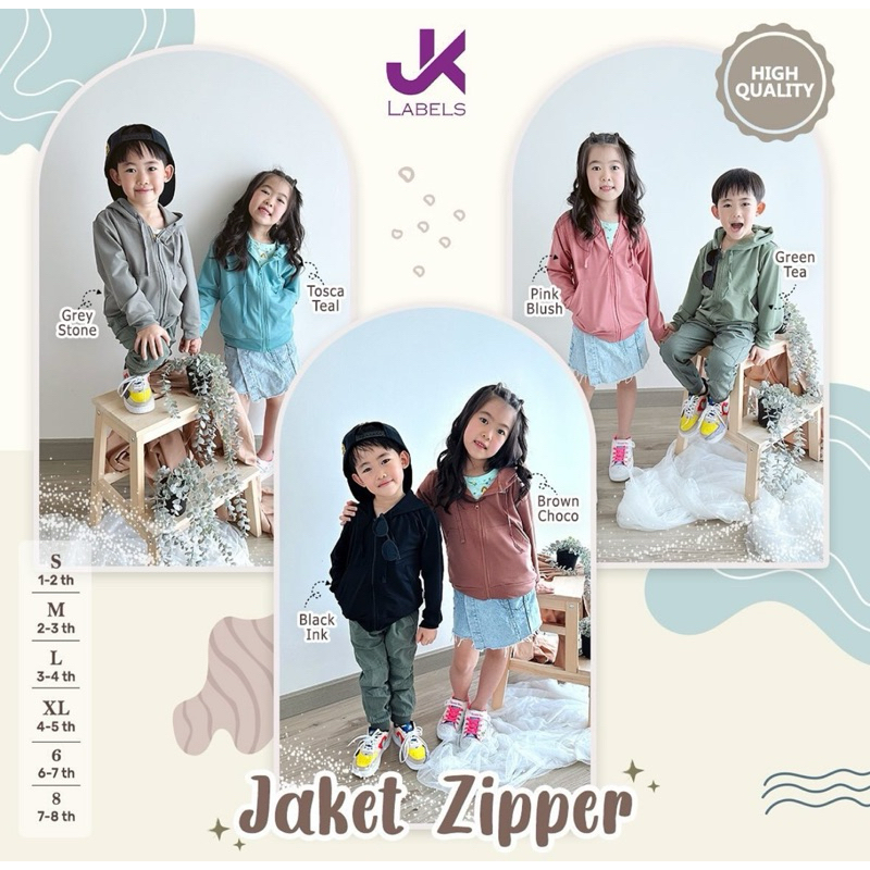 Jual JK Labels Jacket Zipper Anak Unisex 1-8 Tahun - Jaket anak ...