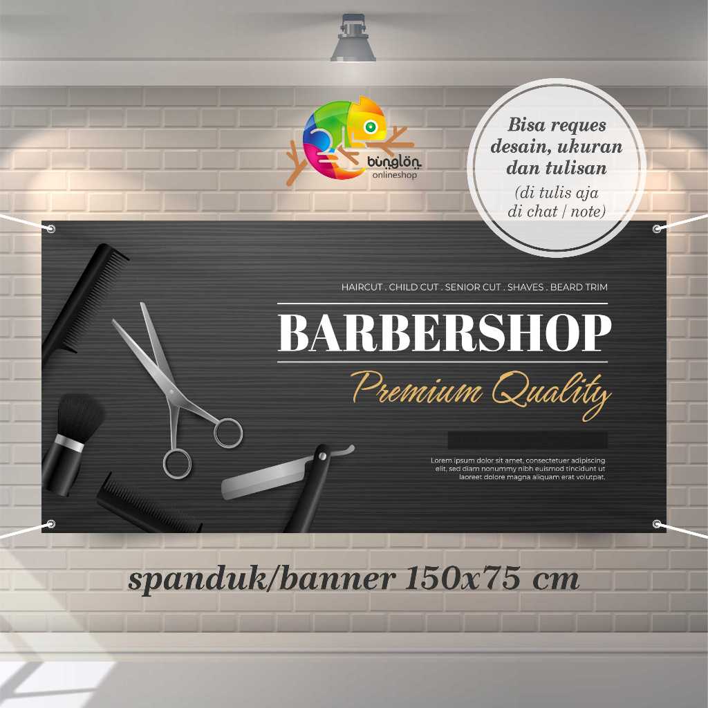 Jual Spanduk Banner Pangkas Rambut Barbershop Simple Custom Tulisan ...