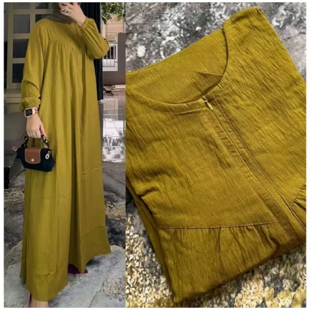 Jual Baju Gamis Wanita Terbaru Diera Maxi Dress Bahan Crinkle Airflow ...