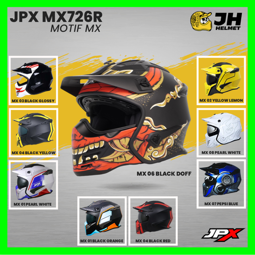 Jual Helm JPX MX 726R Motif | Helm Full Face | Helm Modular | JUAL HELM | Shopee Indonesia