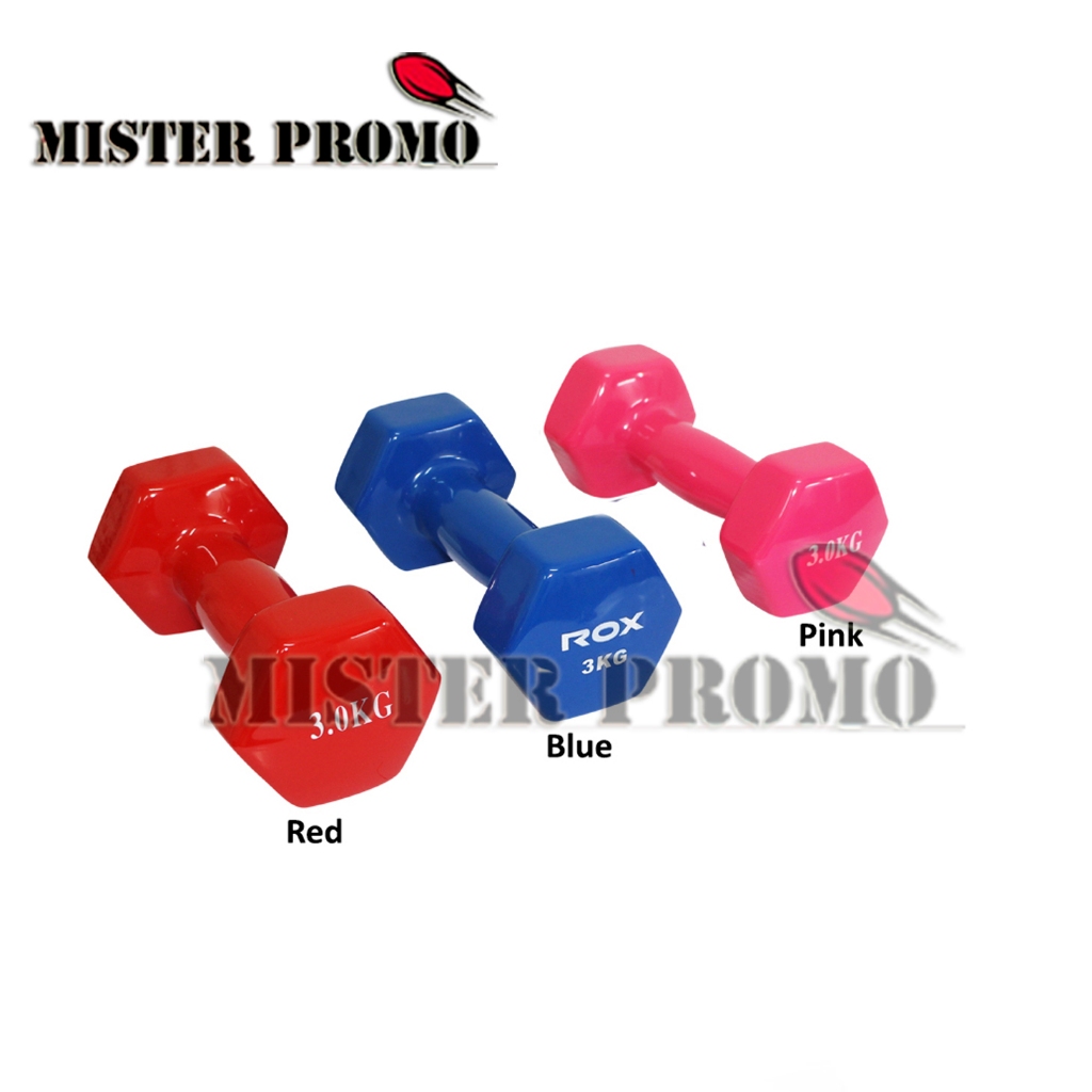 Jual Barbel Dumbbell Vinyl ROX Neoprene Warna 3Kg 3 Kg mini Barbell ...