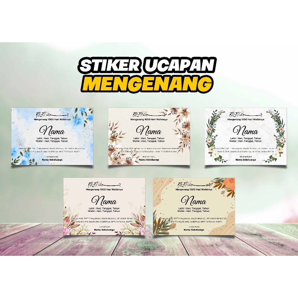 Jual Cetak Kartu/Stiker Mengenang 40/100/1000 Hari Wafatnya, Custom ...