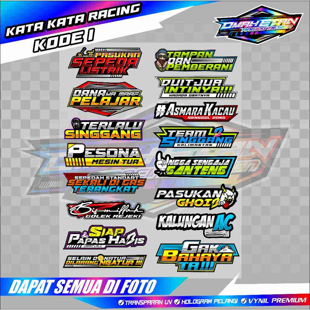 Jual STICKER PACK KATA-KATA RACING / STICKER RACING / STICKER MOTOR ...