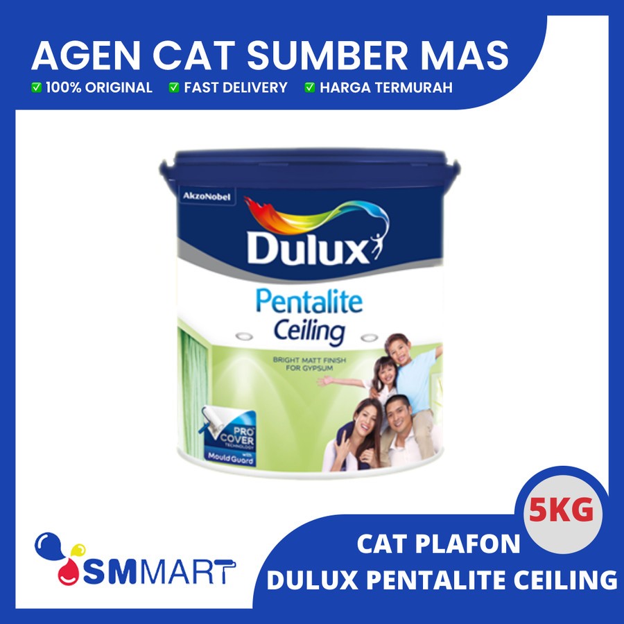 Jual DULUX PENTALITE CEILING WHITE SUPERMATT CAT PLAFOND / GYPSUM 5 KG ...